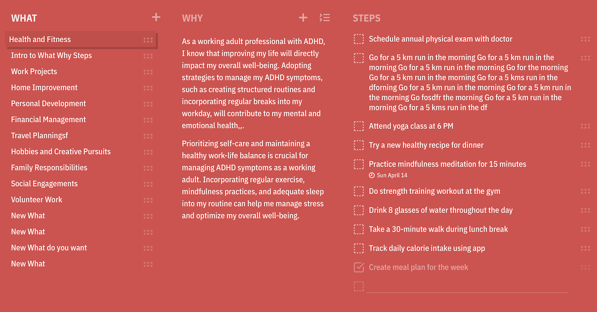 What Why Steps — Todos For ADHD'ers